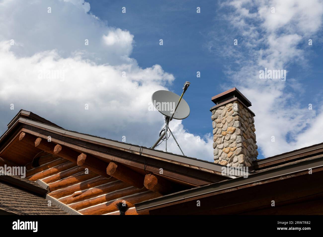 A satellite dish on the roof of Lolo Pass Visitor Center, Lolo Pass ...