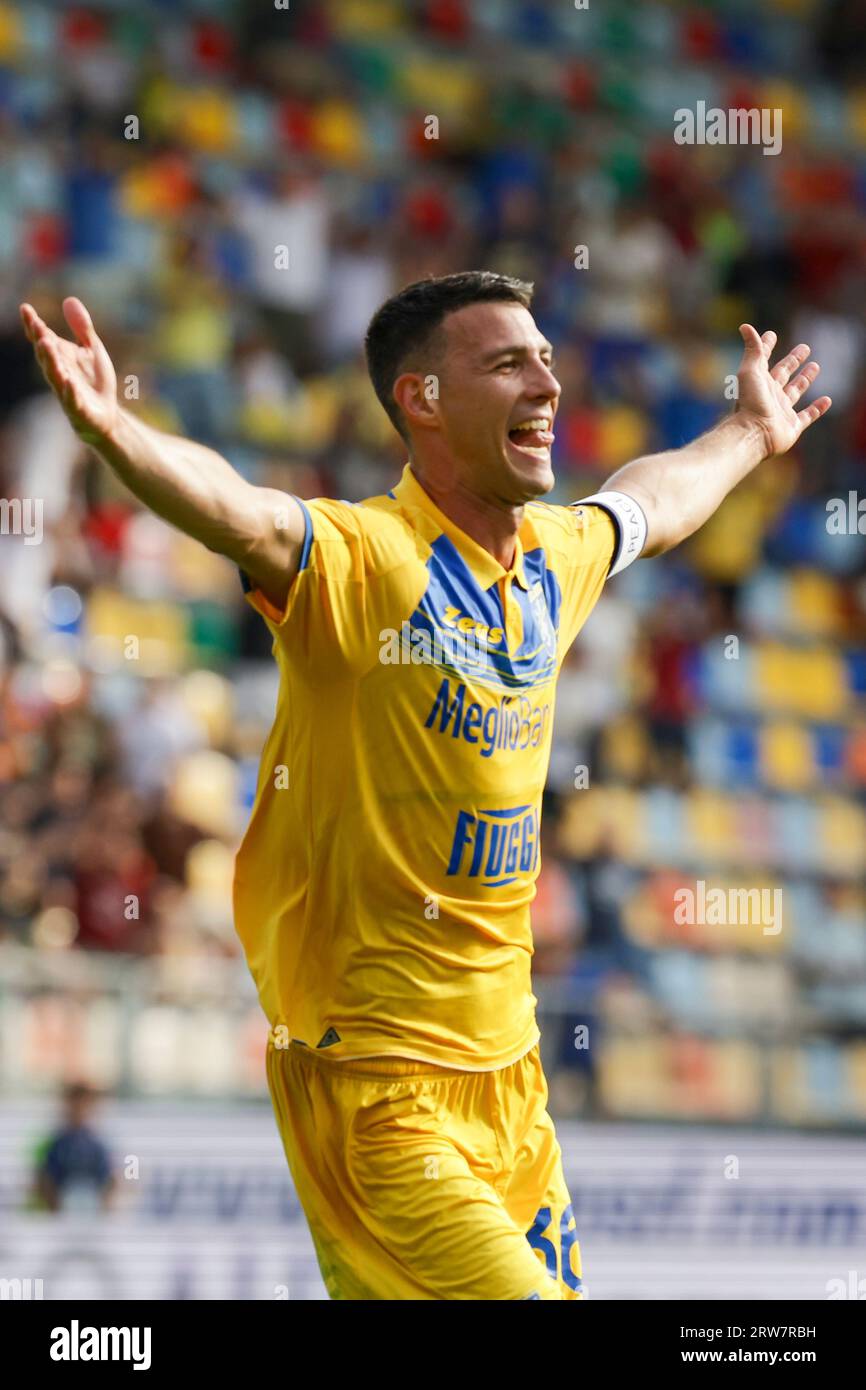 Frosinone's Italian midfielder Luca Mazzitelli celebrates after scoring ...