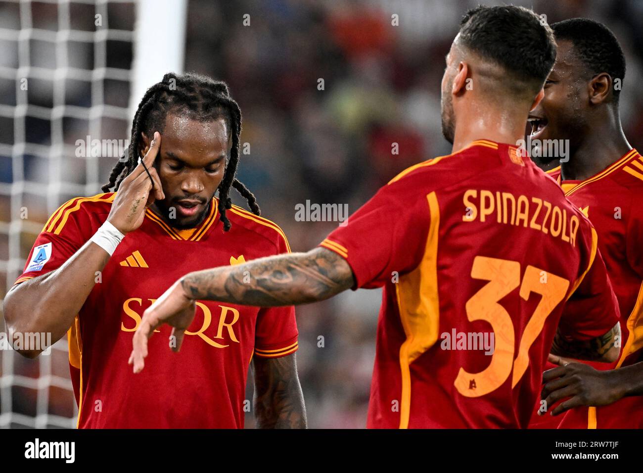 Rome, Italy. 17th Sep, 2023. Renato Sanches of AS Roma celebrates with ...