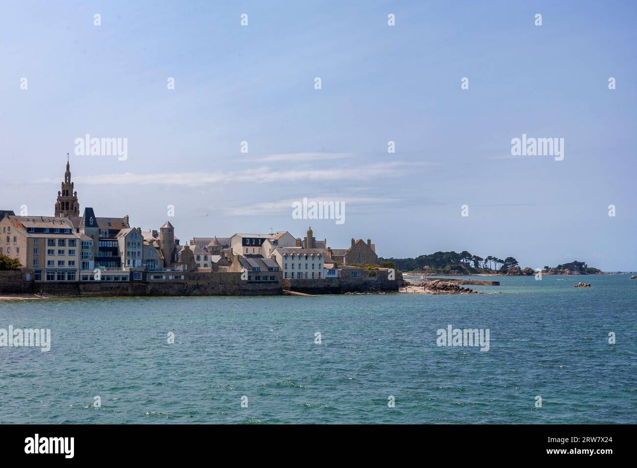 Roscoff, Finistère, Brittany, France: view looking west from the pier ...