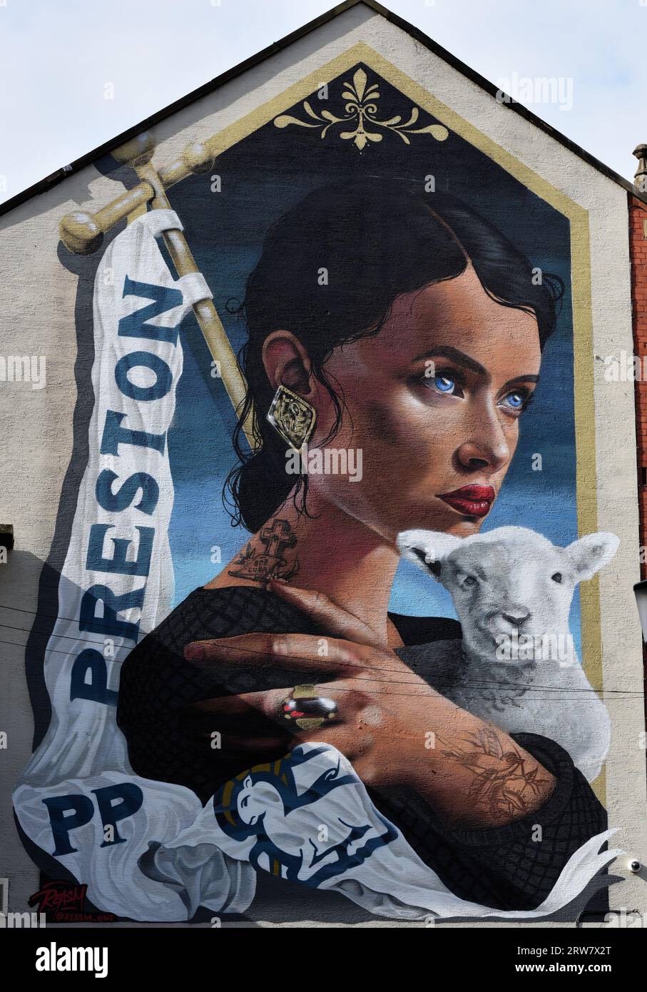 Shawn Sharpe Mother mural , Preston City Centre Stock Photo - Alamy