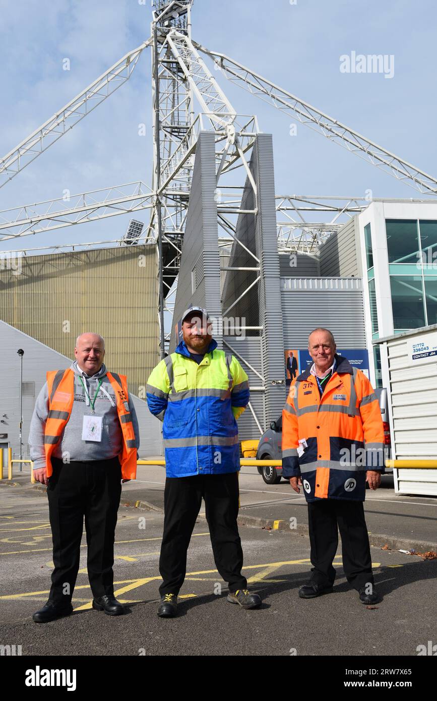 Security outside Deepdale stadium Stock Photo - Alamy