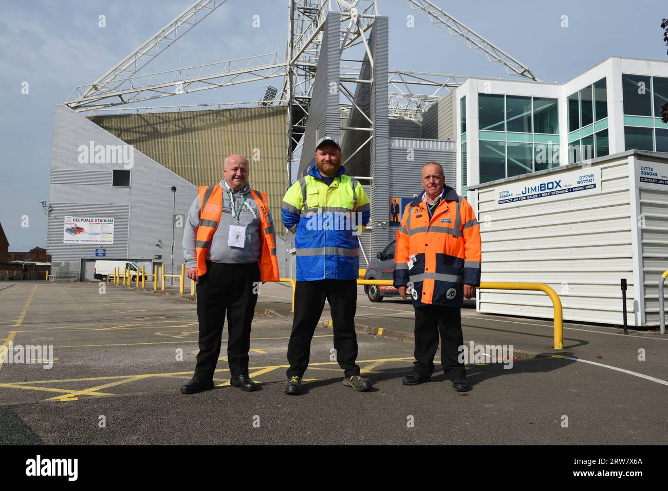 Security outside Deepdale stadium Stock Photo - Alamy