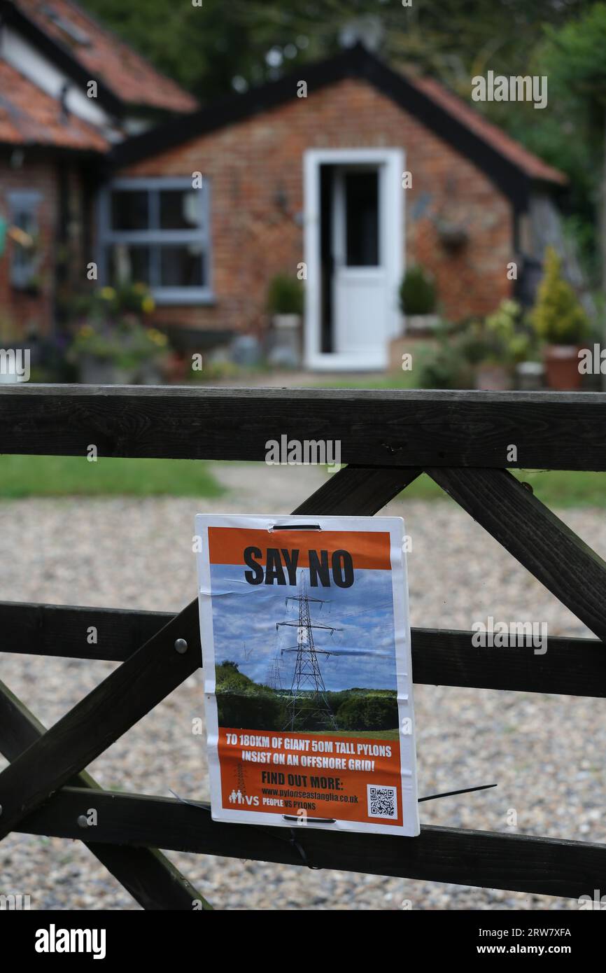 A resident displays a ‘Say No' poster on their front gate in the ...