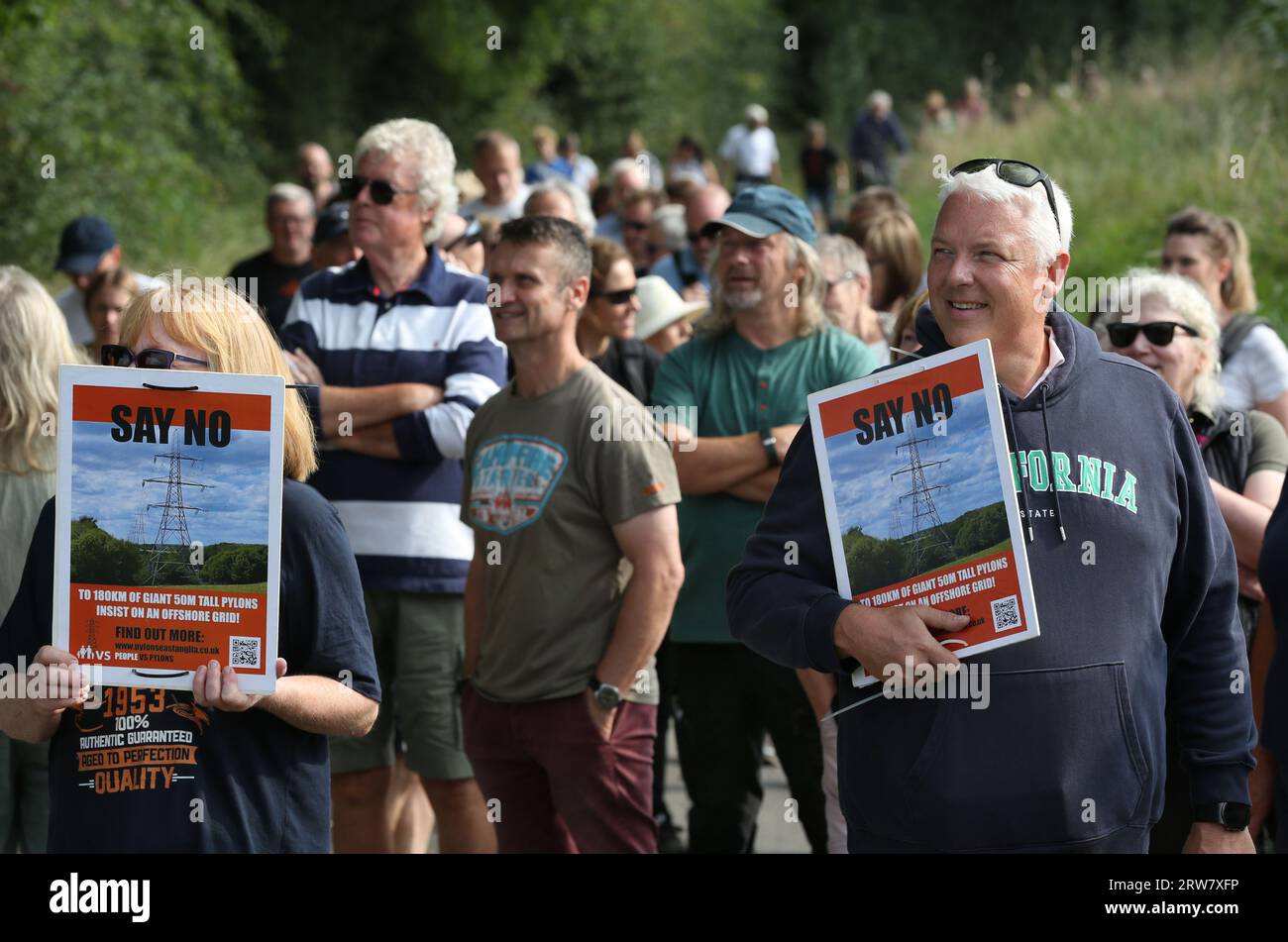 Members of the Essex Suffolk Norfolk Pylons campaign group and other ...