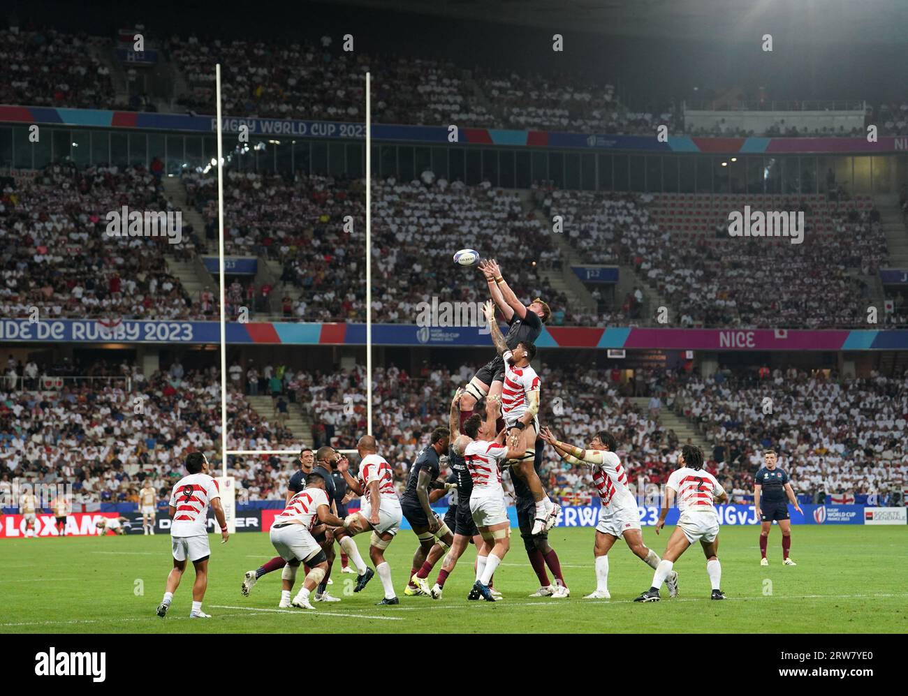 England's Ollie Chessum wins a line-out during the Rugby World Cup 2023 ...
