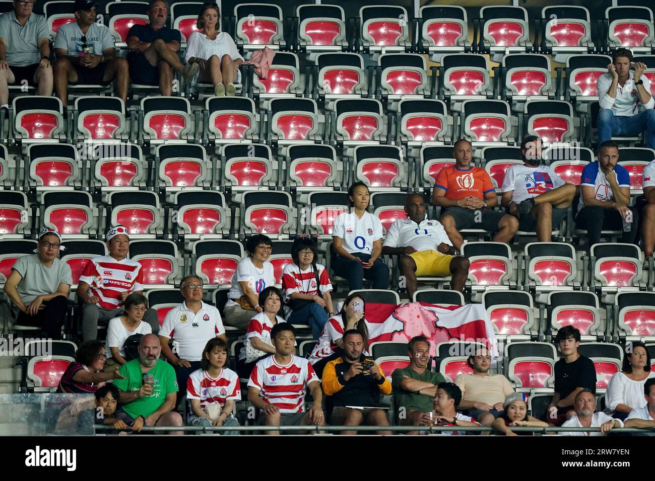 A general view as empty seats are visible during the Rugby World Cup ...