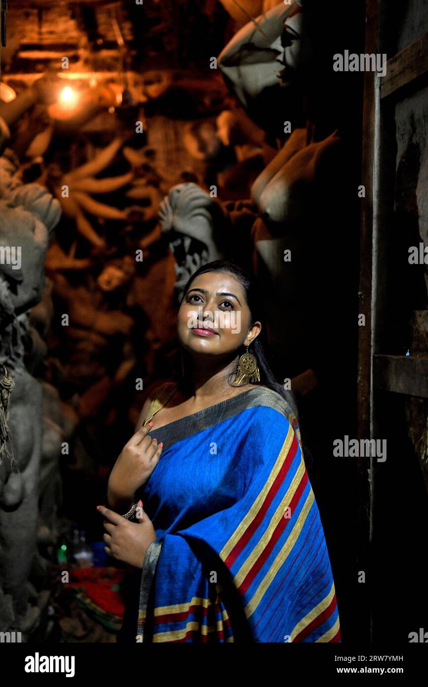 Kolkata, India. 16th Sep, 2023. Fashion Model Rima Bhattacharya poses ...