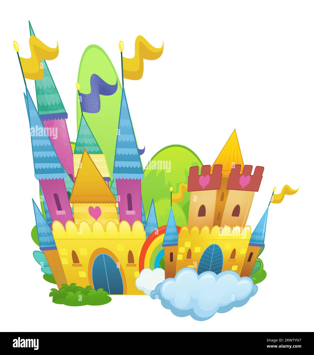 cartoon beautiful and colorful medieval castle isolated illustration ...