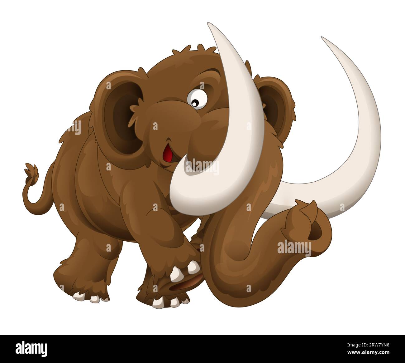 cartoon happy mammoth - isolated on white background illustration for ...