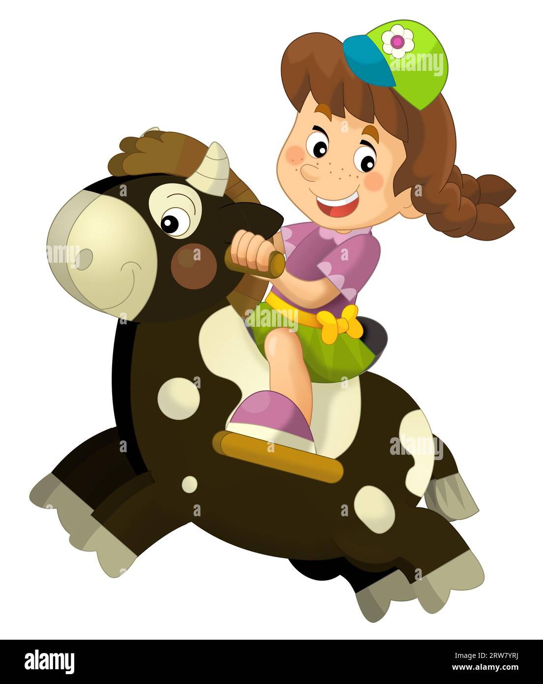cartoon scene with kids playing at funfair amusement park or playground ...