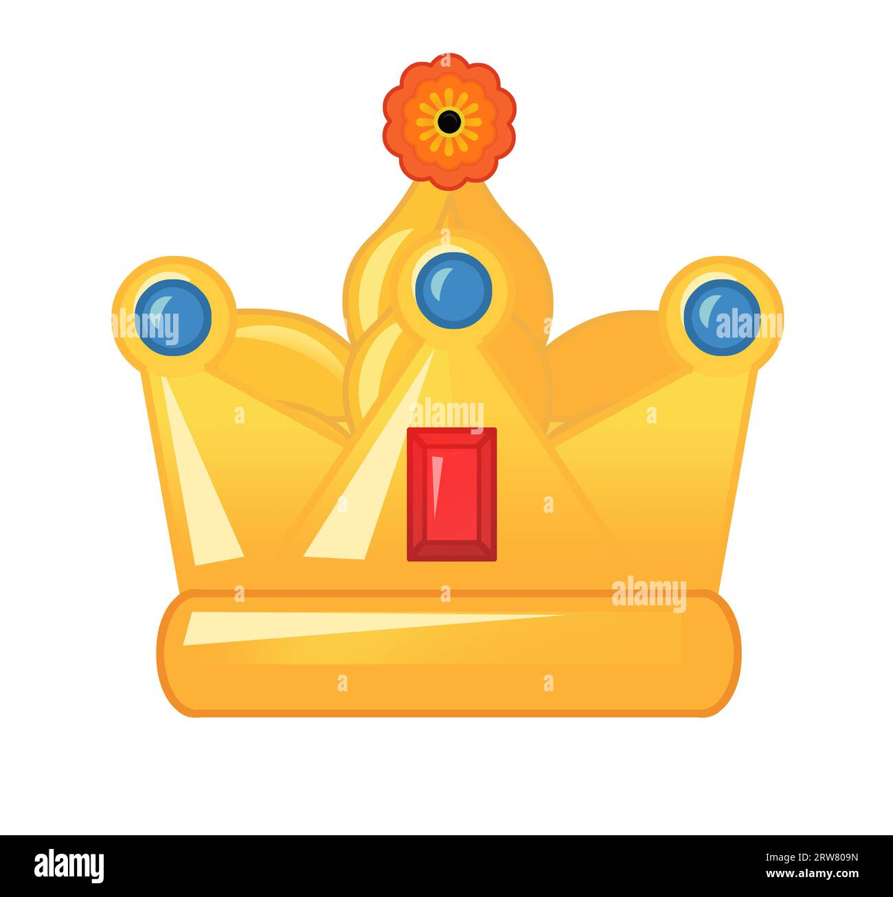 Cartoon colorful element royal crown isolated illustration for kids ...