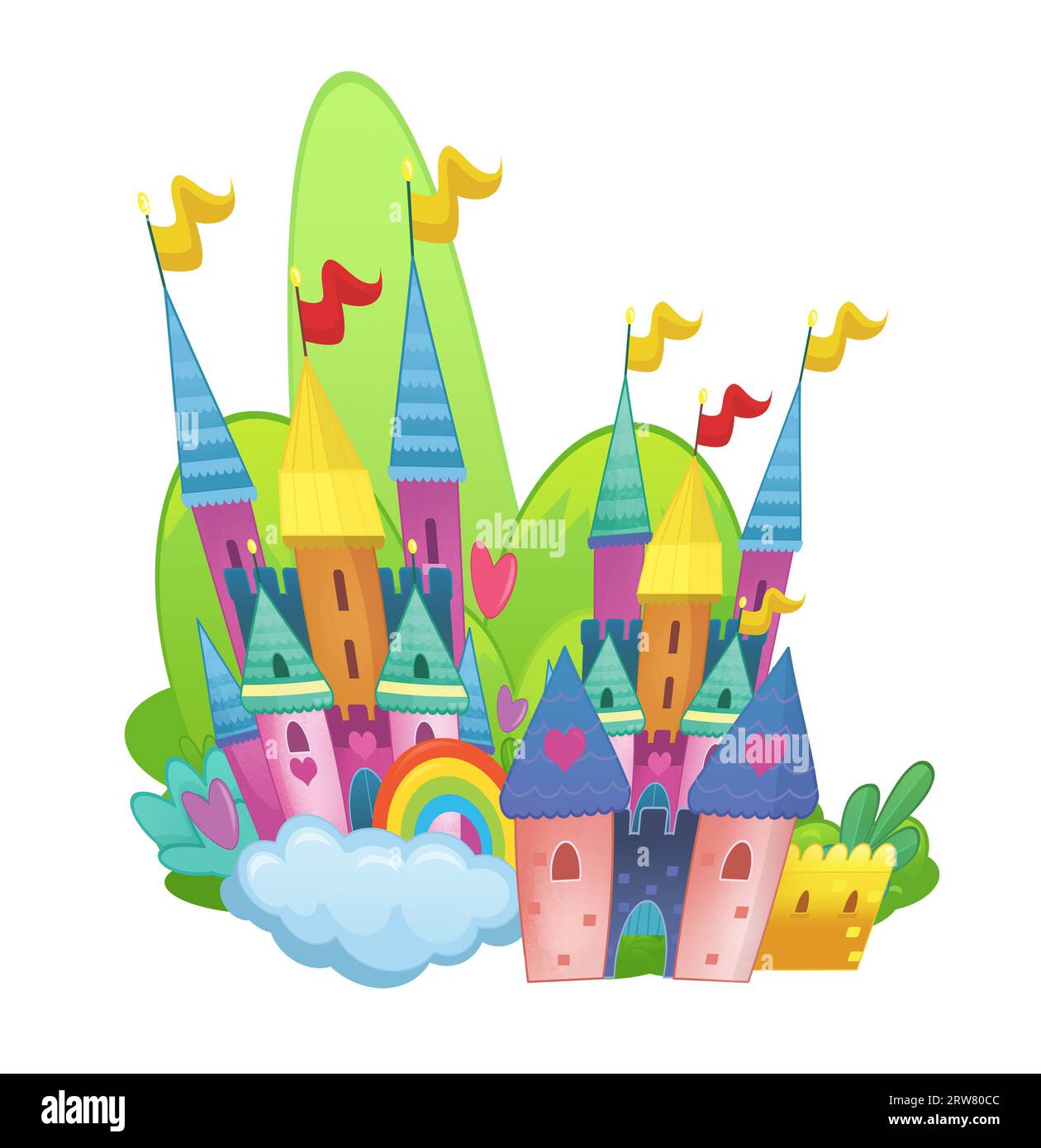 cartoon beautiful and colorful medieval castle isolated illustration ...