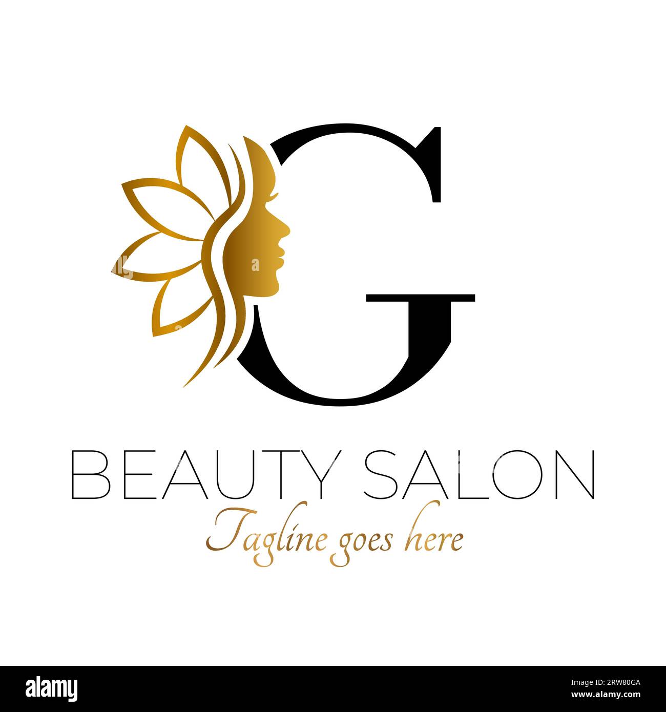 G Letter Initial Beauty Brand Logo Design in Black and Gold Stock ...