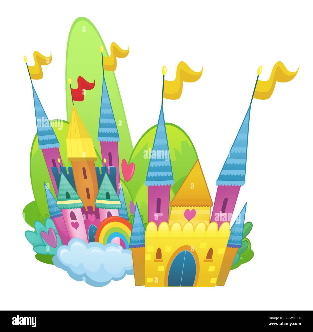 cartoon beautiful and colorful medieval castle isolated illustration ...
