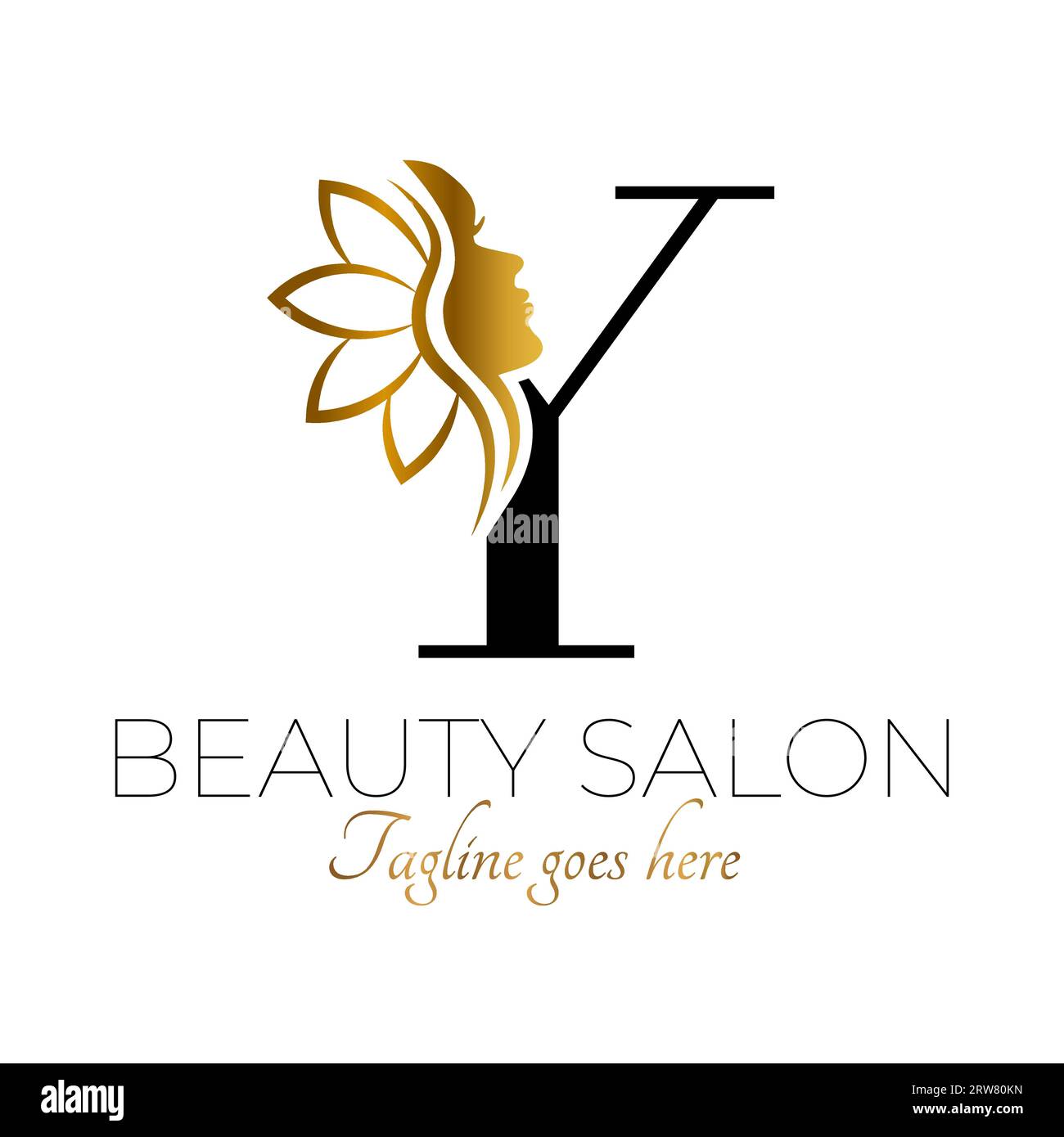Y Letter Initial Beauty Brand Logo Design in Black and Gold Stock ...