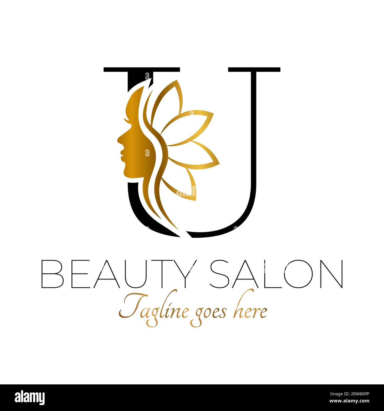 U Letter Initial Beauty Brand Logo Design in Black and Gold Stock ...