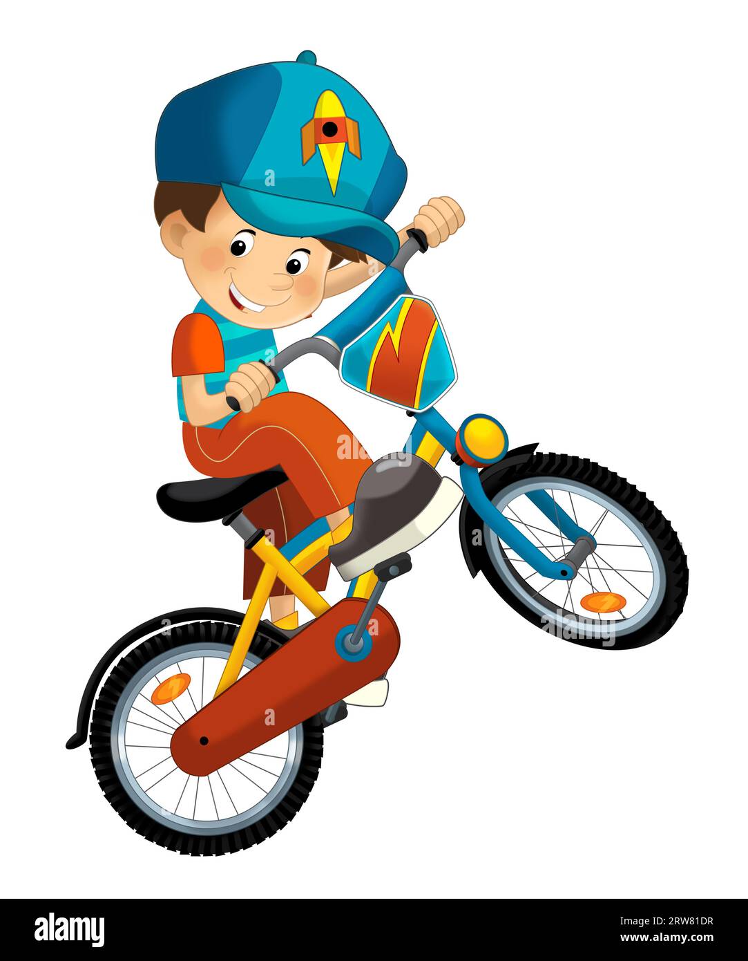 cartoon scene with happy kid having fun doing something playful funny ...