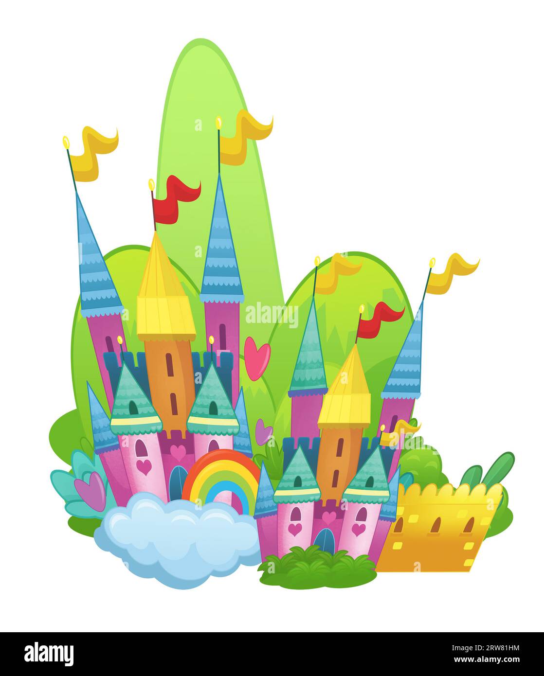 cartoon beautiful and colorful medieval castle isolated illustration ...