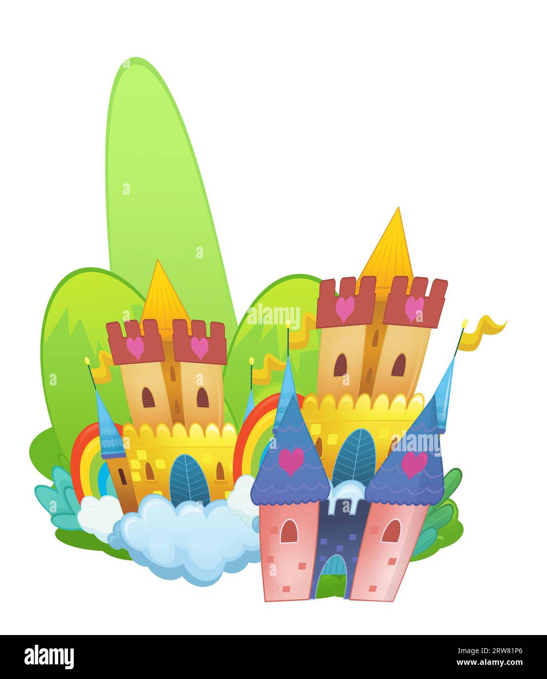 cartoon beautiful and colorful medieval castle isolated illustration ...
