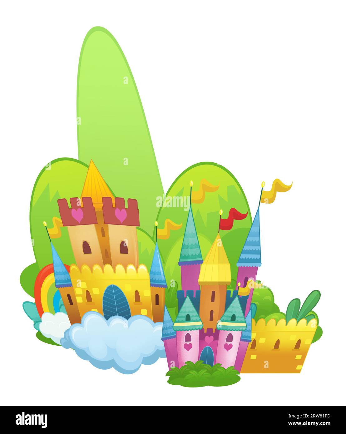 cartoon beautiful and colorful medieval castle isolated illustration ...