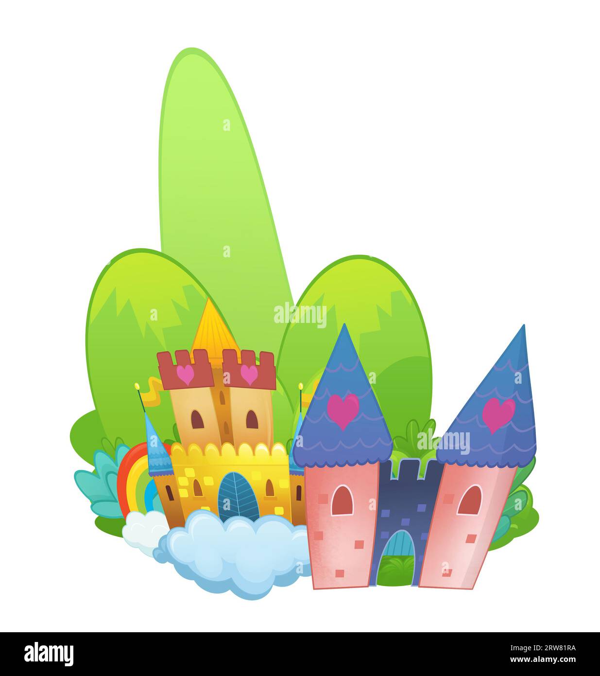 cartoon beautiful and colorful medieval castle isolated illustration ...