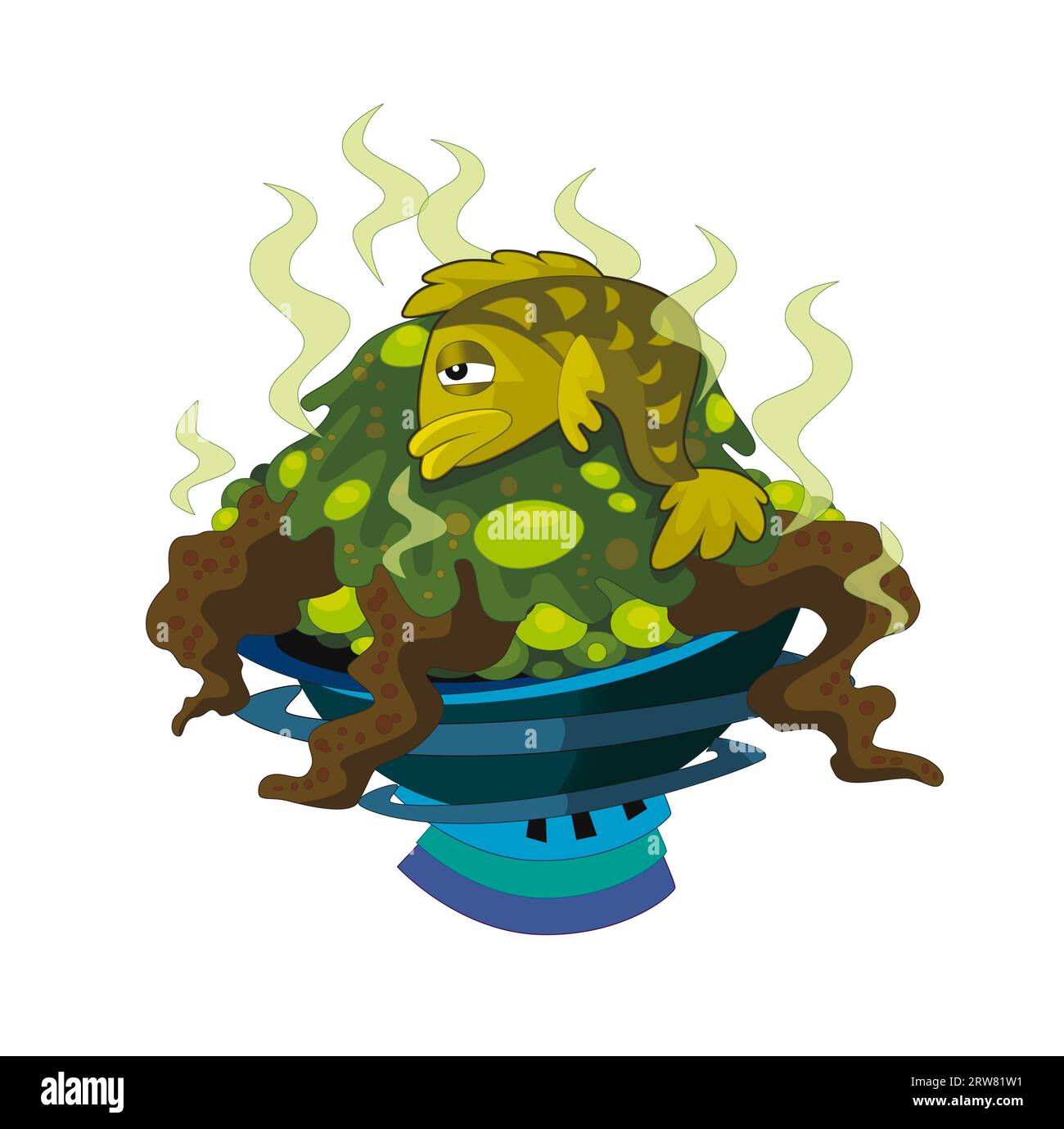 cartoon scene with funny and bizarre looking alien food ufo isolated ...