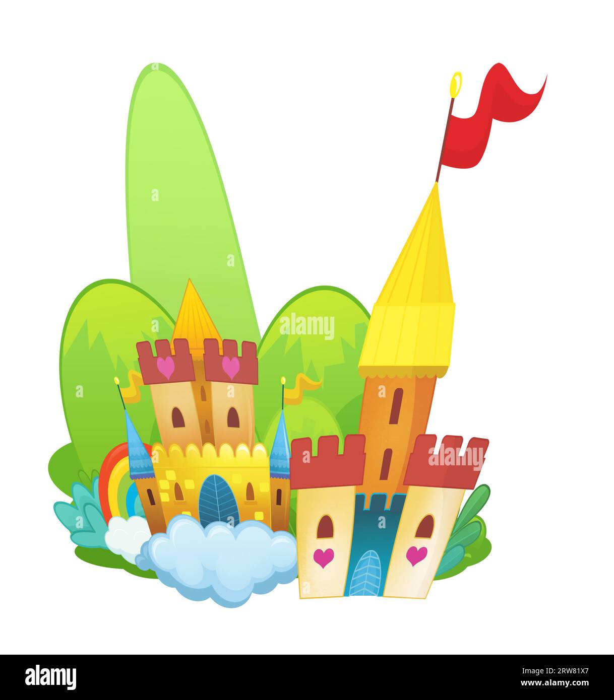cartoon beautiful and colorful medieval castle isolated illustration ...