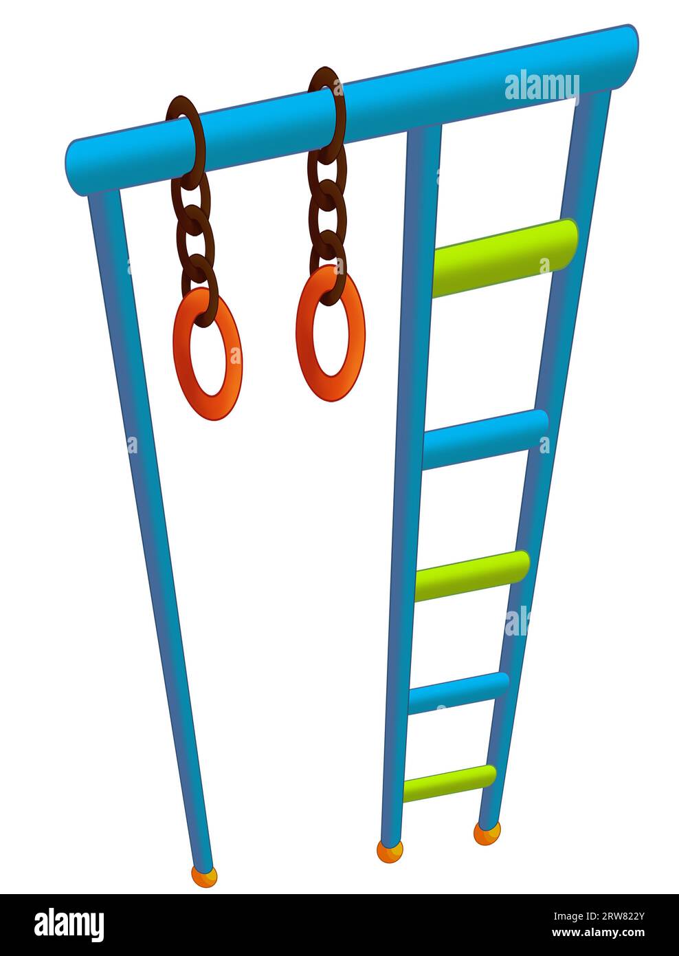 cartoon scene with colorful playground kindergarten element ladder for ...