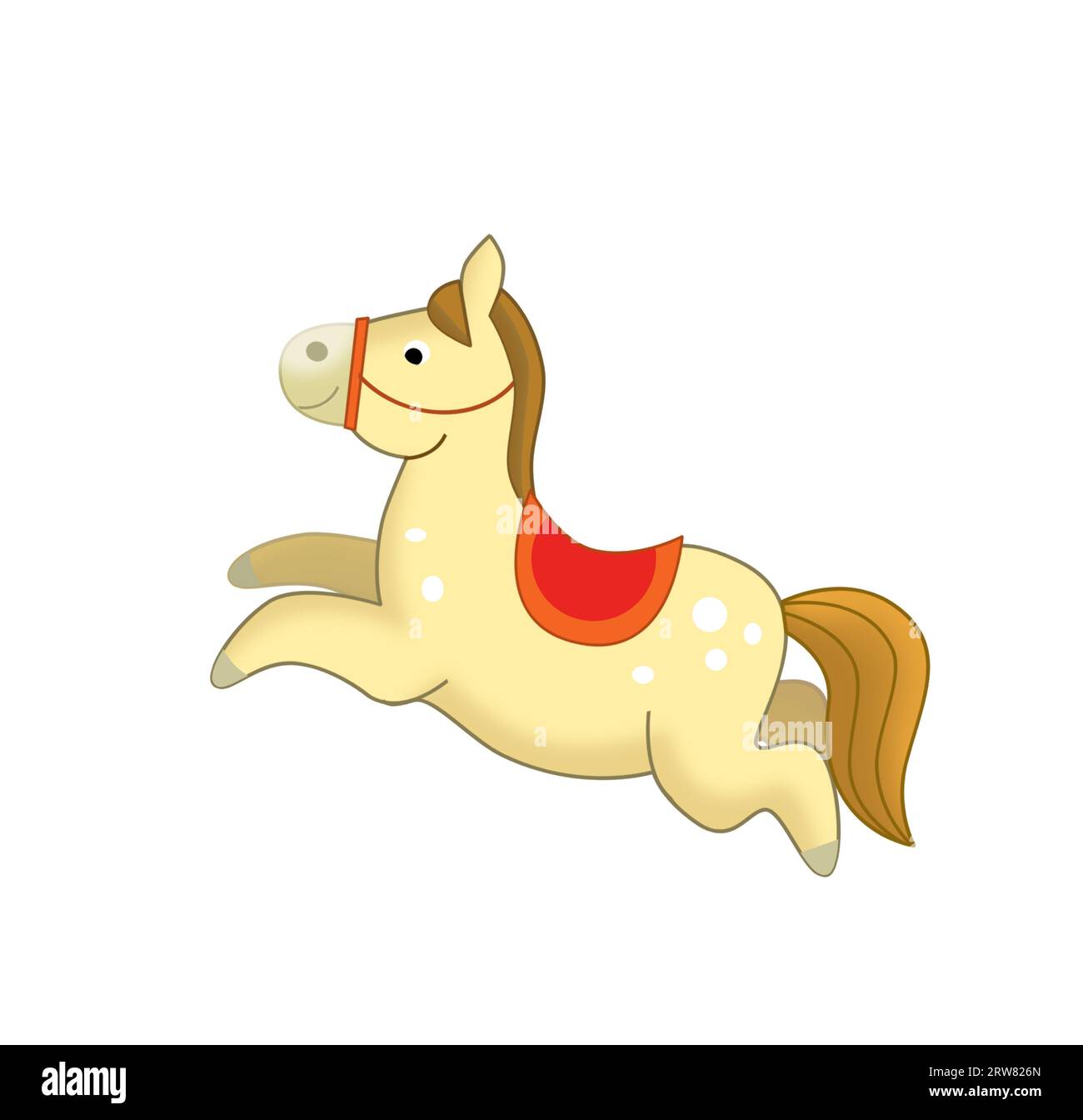 Cartoon scene with farm cowboy or circus horse horse isolated ...