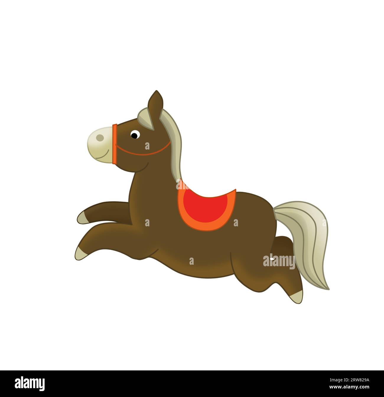 Cartoon scene with farm cowboy or circus horse horse isolated ...