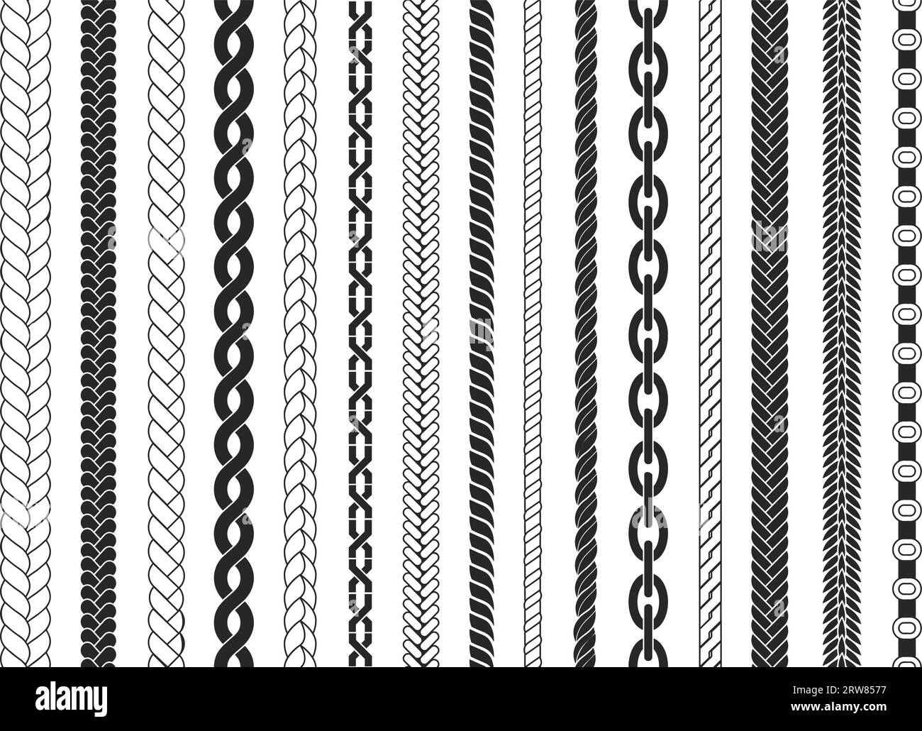 Braids seamless pattern. Braid brushes decorative elements for design ...