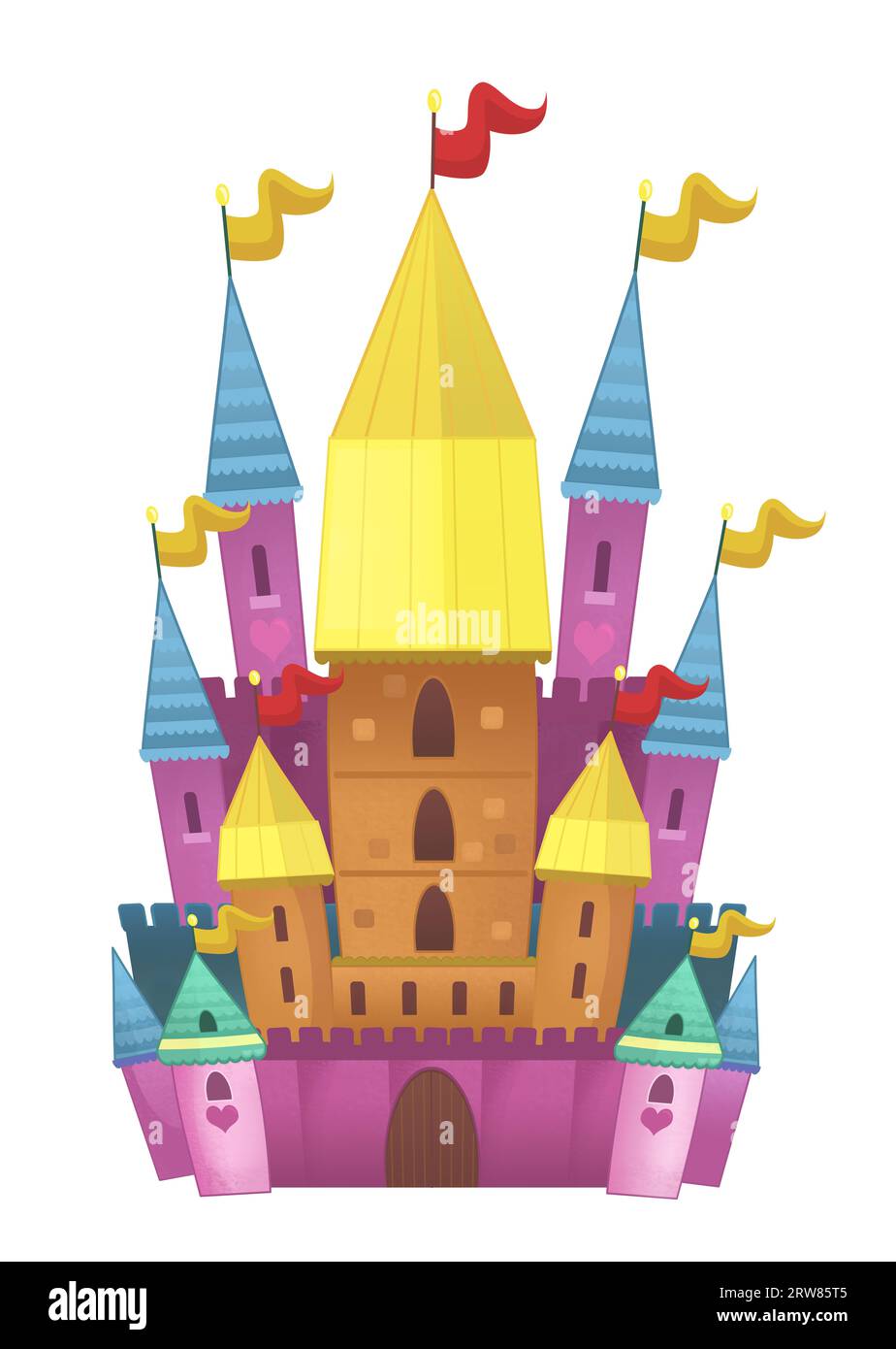 cartoon beautiful and colorful medieval castle isolated illustration ...