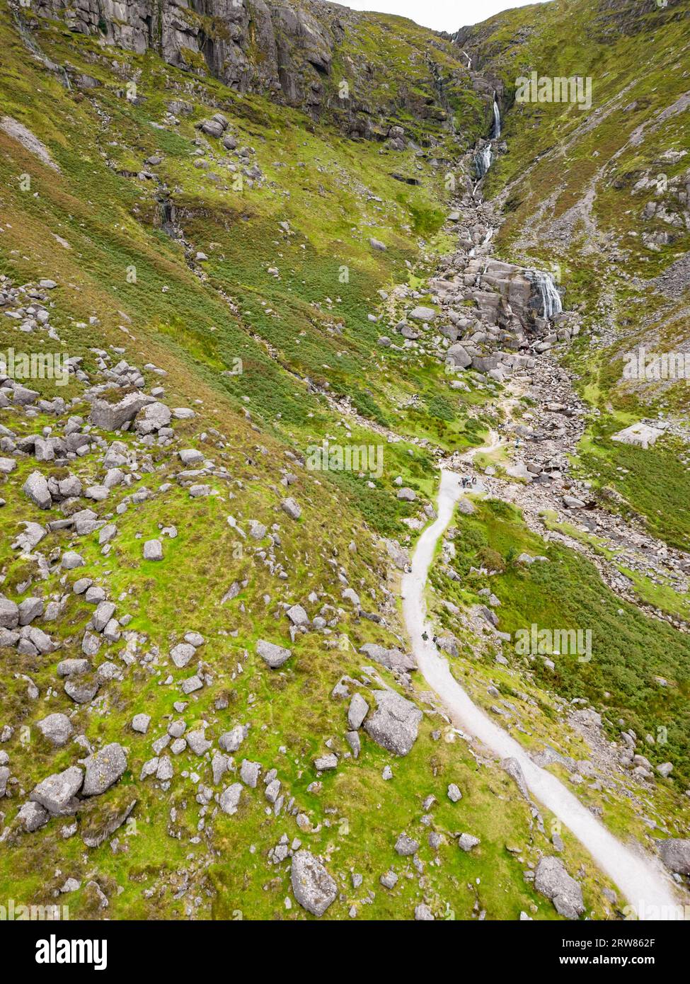 Aerial view of Trail to Mahon Falls, Mountain Breeze, Comeragh ...