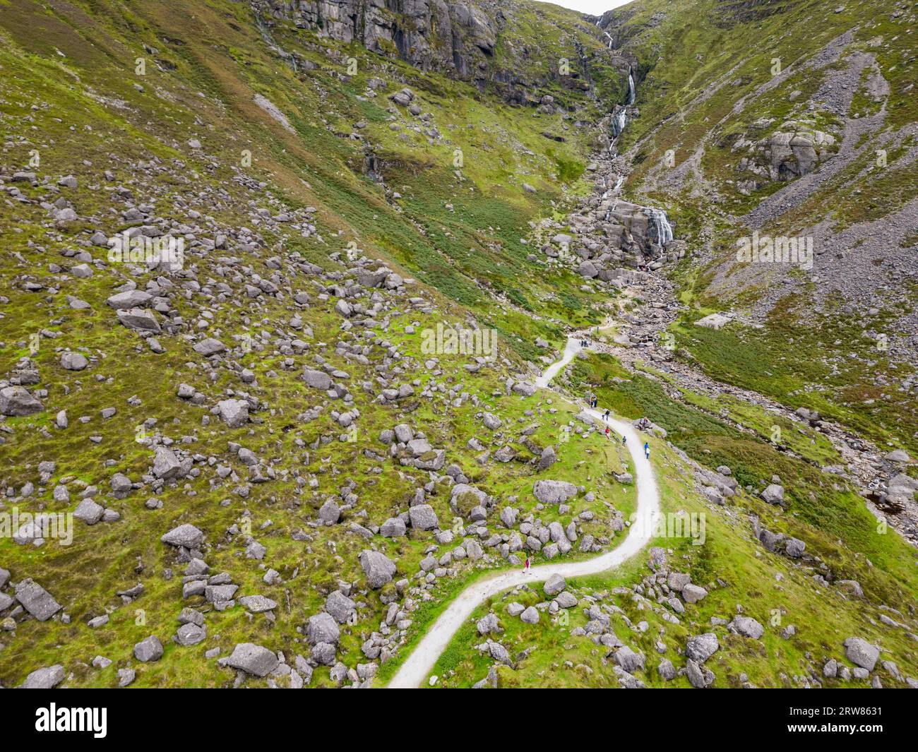 Aerial view of Trail to Mahon Falls, Mountain Breeze, Comeragh ...