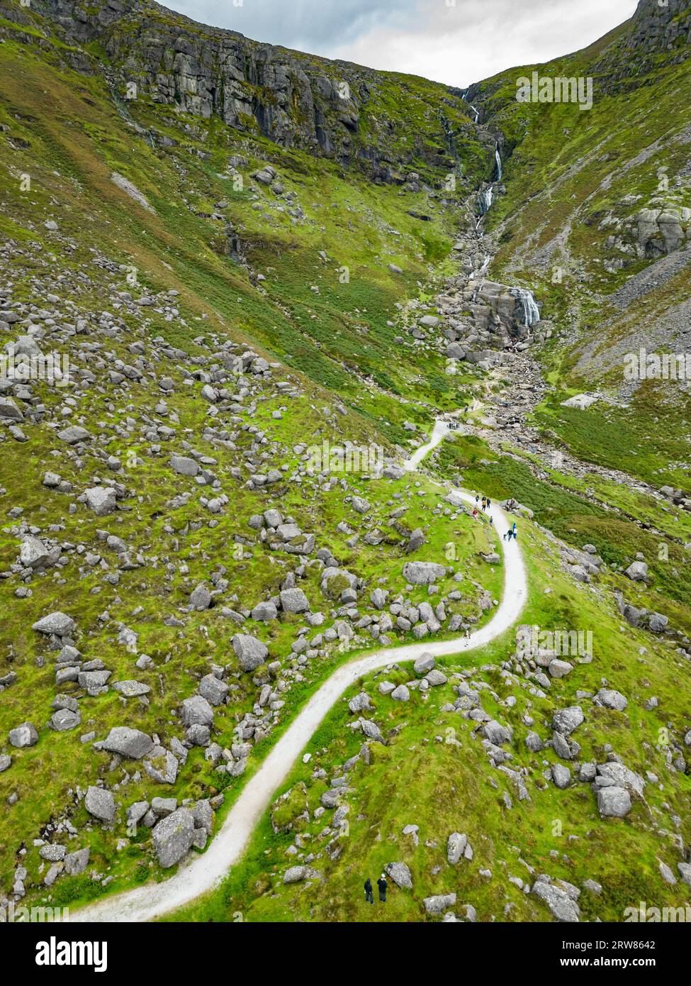 Aerial view of Trail to Mahon Falls, Mountain Breeze, Comeragh ...