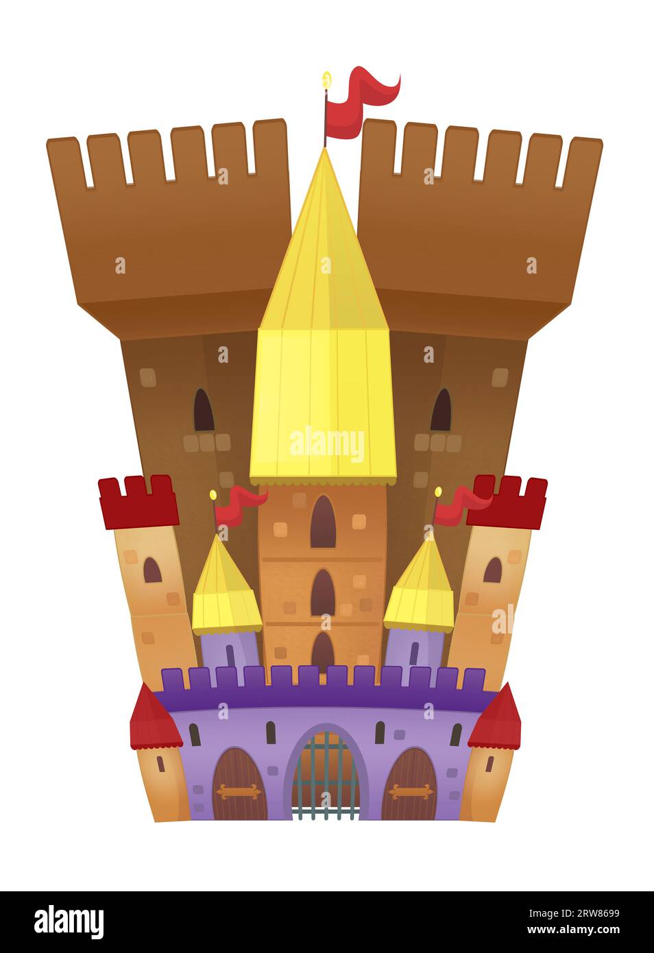 cartoon beautiful and colorful medieval castle isolated illustration ...