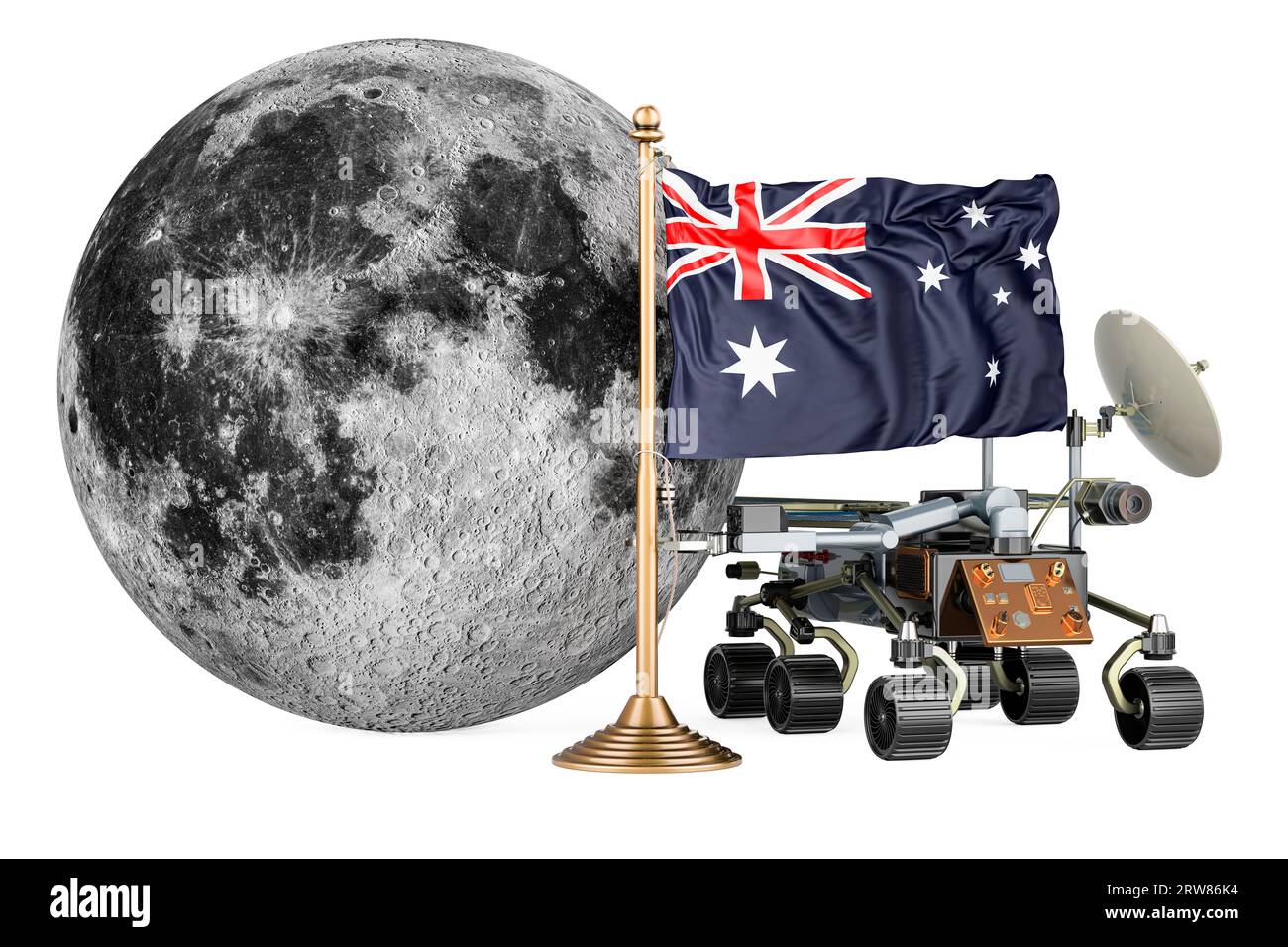 Australian Lunar Exploration Program. Planetary rover with Moon and ...