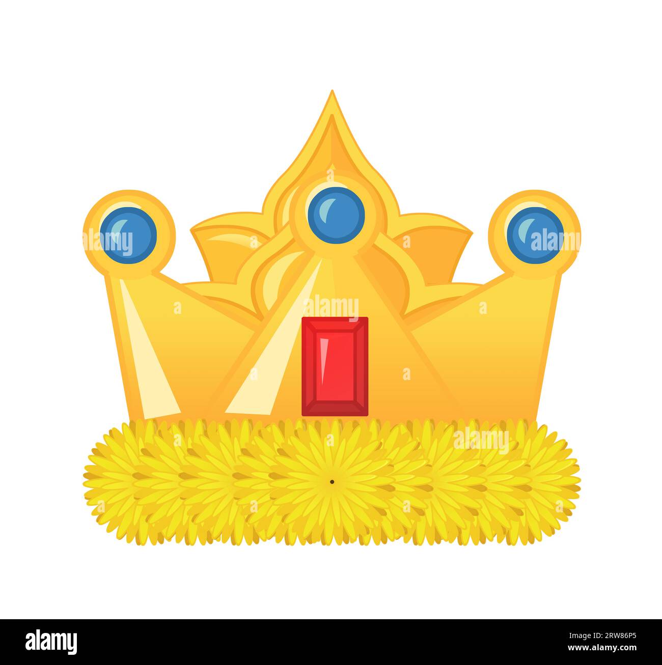 Cartoon colorful element royal crown isolated illustration for kids ...
