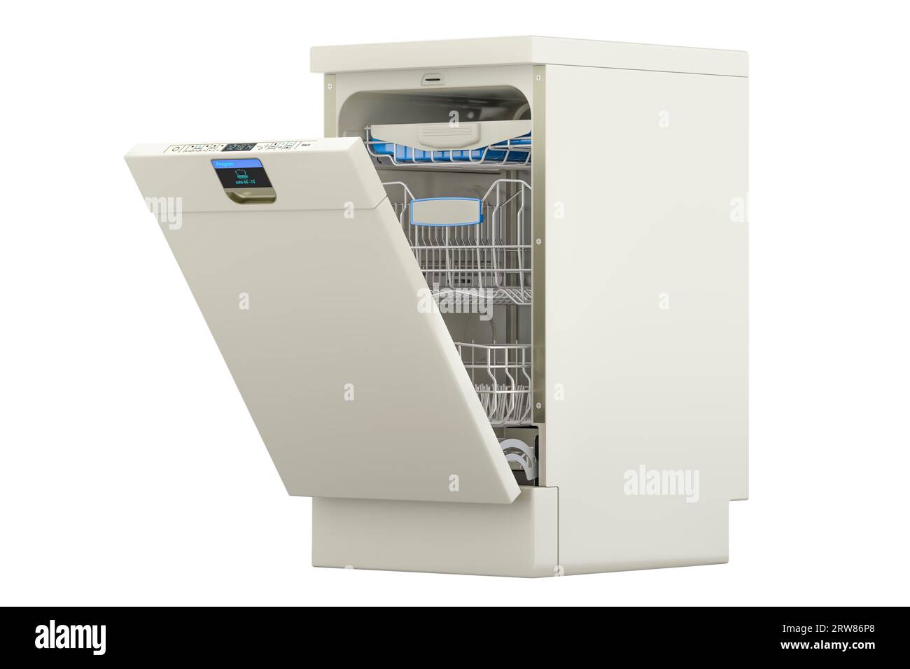 Dishwasher Machine with LED Display. Opened empty dishwasher, 3D ...