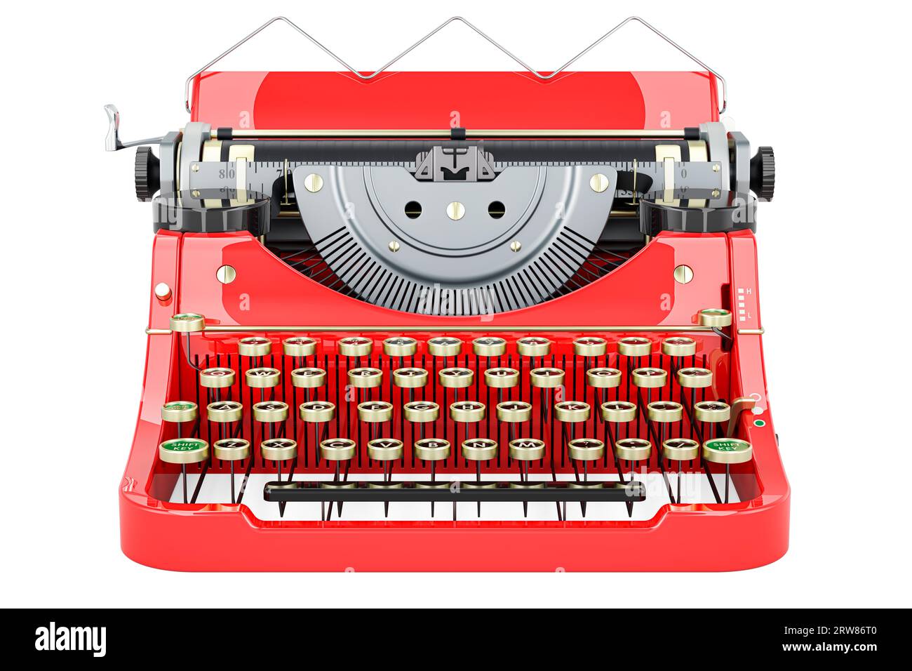 Mechanical Typewriter, Old-Fashioned Traditional Portable Manual Typewriter. 3D rendering ...