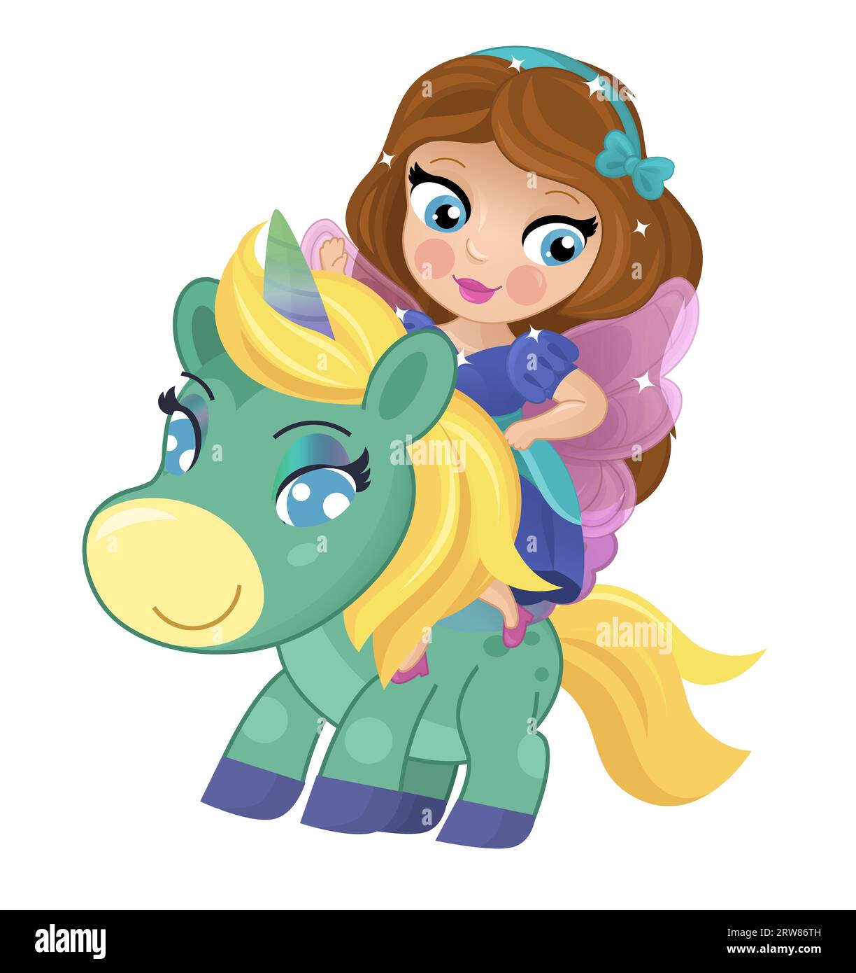 cartoon scene with princess sorceress riding on flying horse pegasus ...