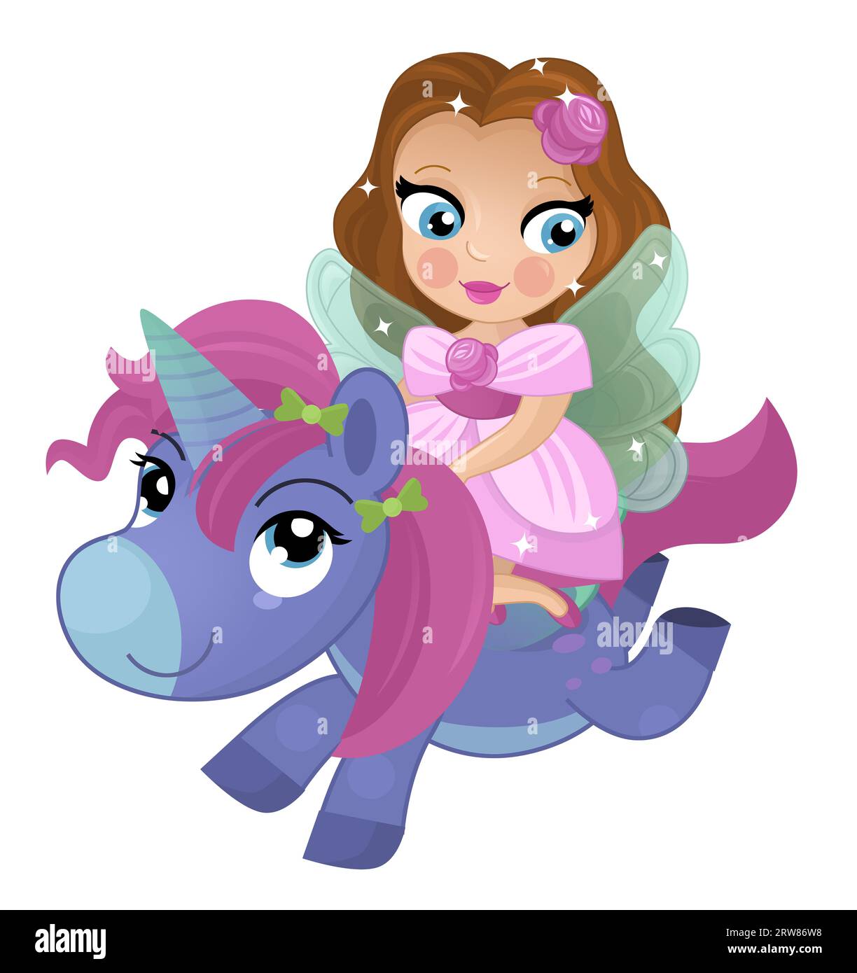cartoon scene with princess sorceress riding on flying horse pegasus ...