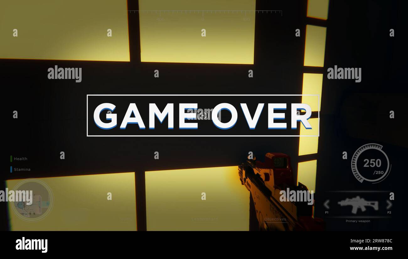 Gamer receiving game over screen, losing all health, failing to win ...