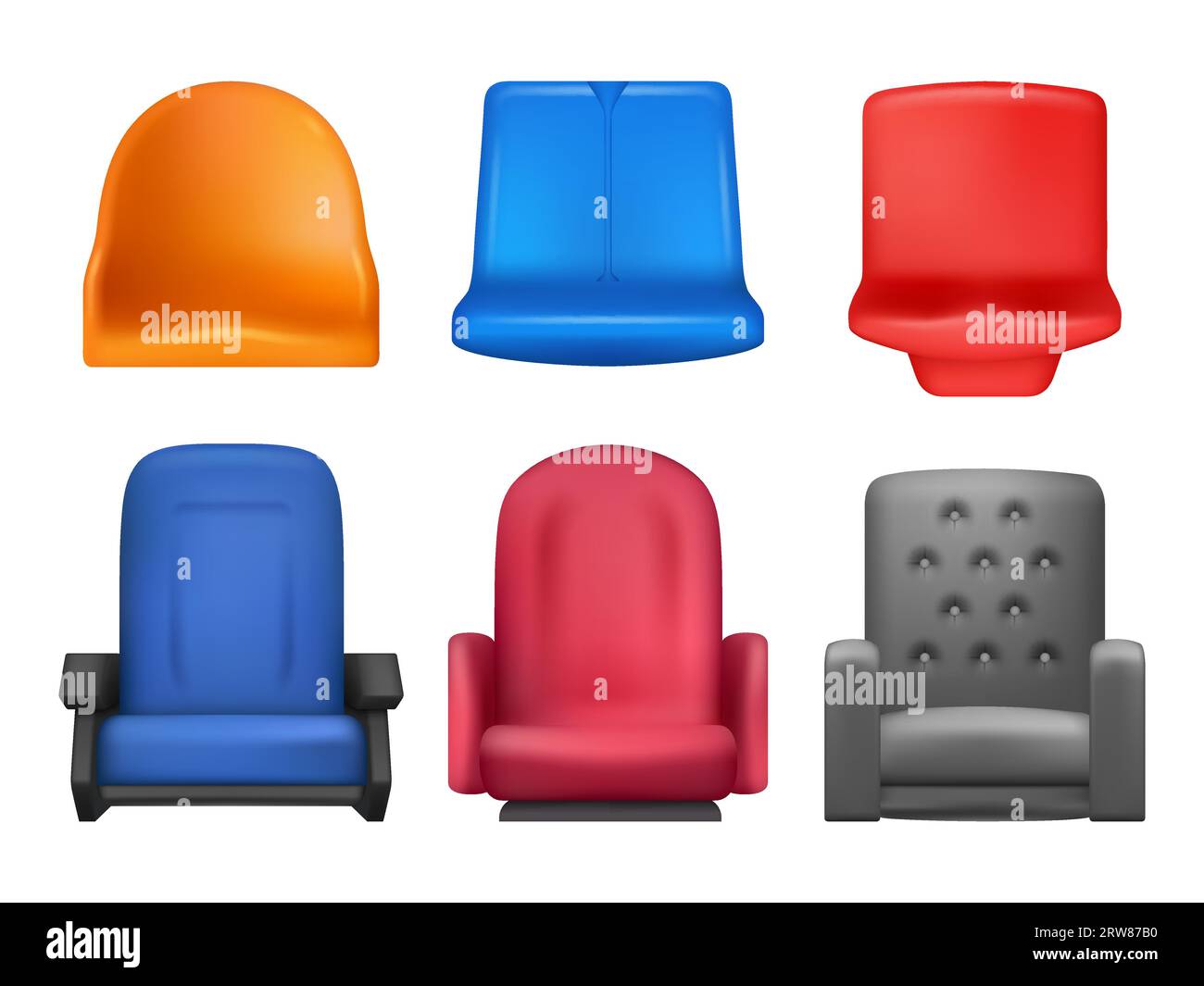 Plastic chairs. Stadium tribune places decent vector chair rows ...