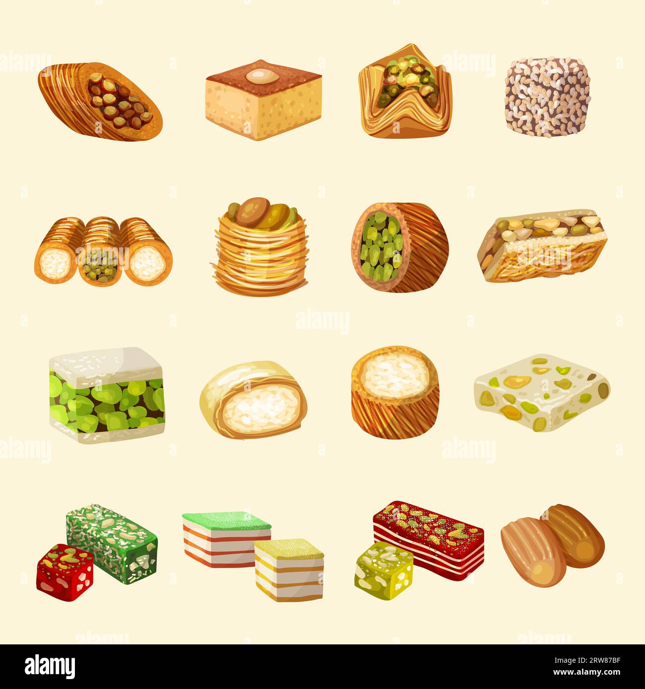 Oriental sweets. Baklava and rahat lakoum traditional arabic products ...