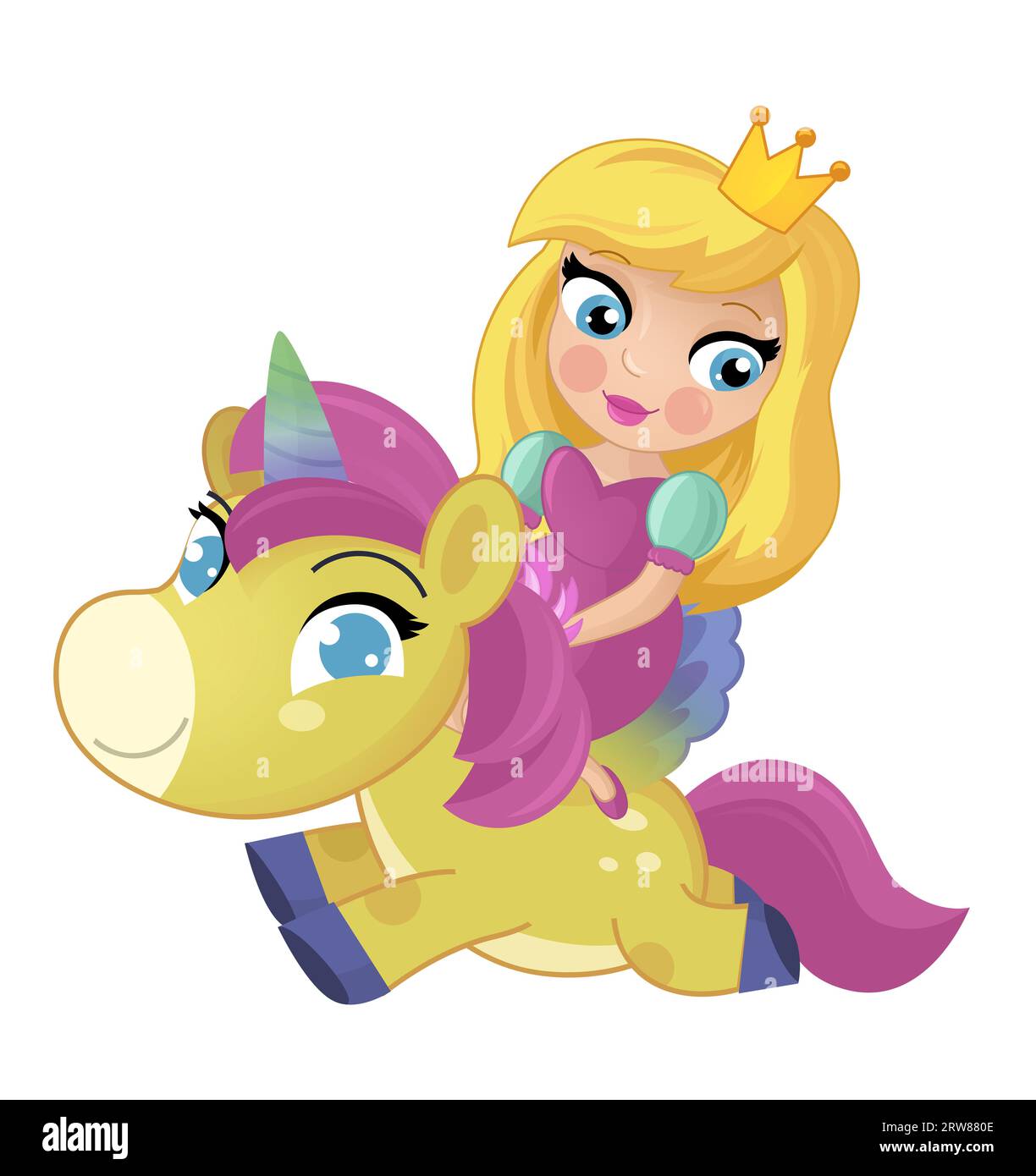 cartoon scene with princess sorceress riding on flying horse pegasus ...