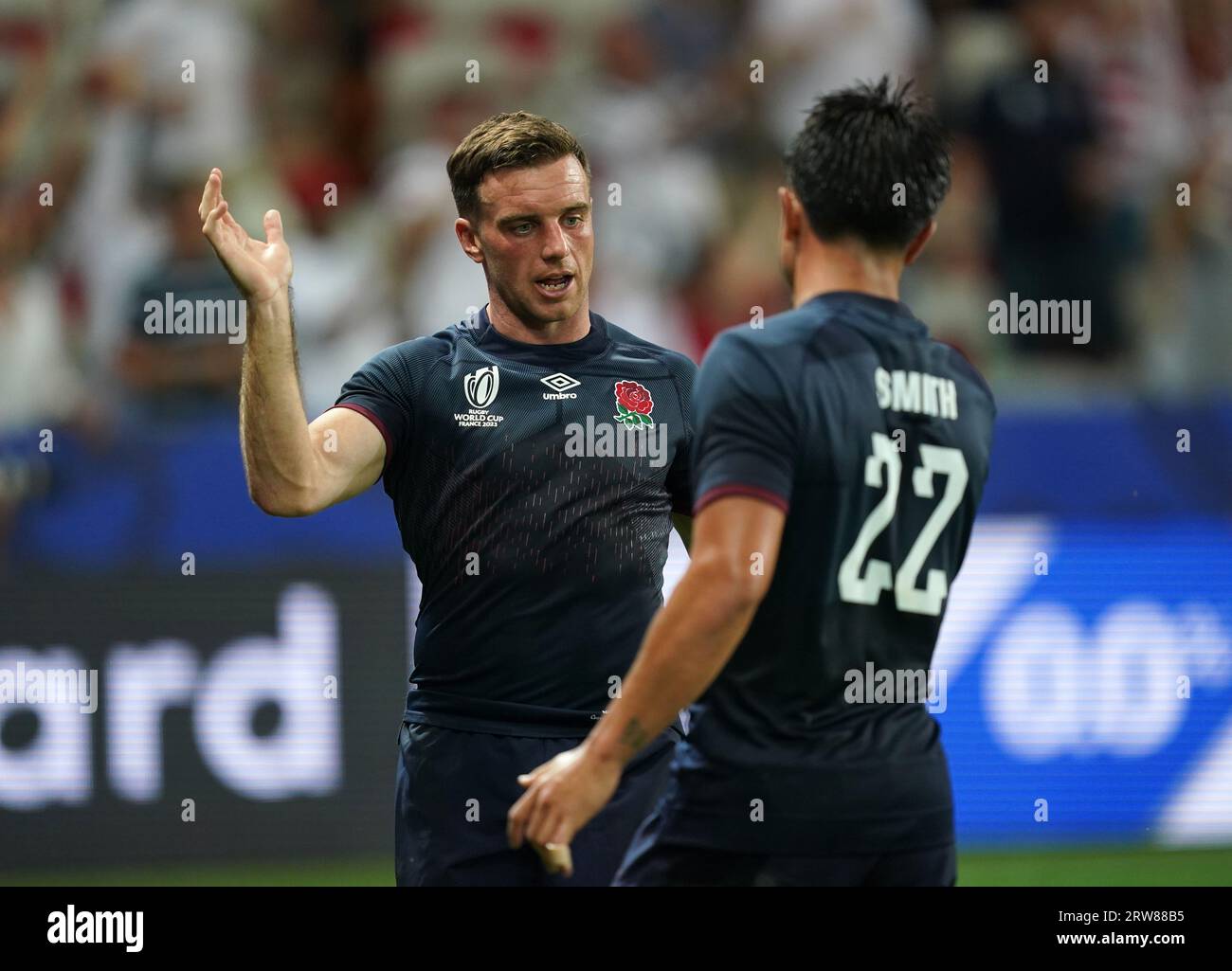 England's George Ford celebrates with Marcus Smith following the Rugby ...