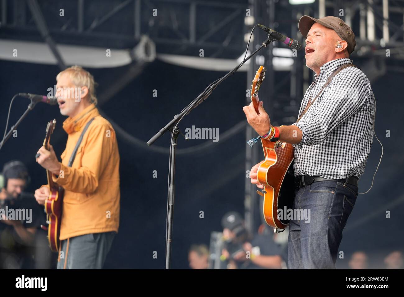 Andy Bell, left, and Mark Gardener of the band The Ride performs on day ...