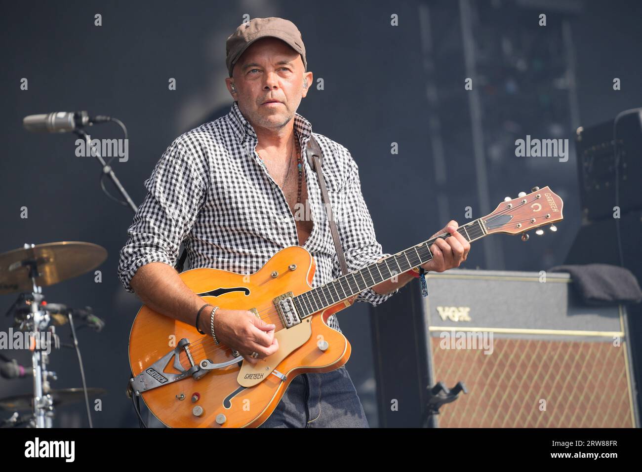 Mark Gardener of the band The Ride performs on day three of Riot Fest ...